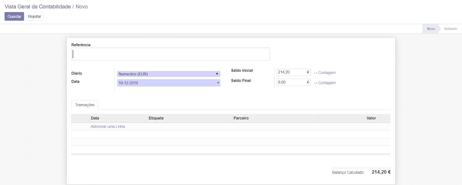 ThinkOpen Solutions - Como inserir folha de caixa